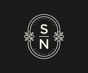 Sn initials letter wedding monogram logos Vector Image