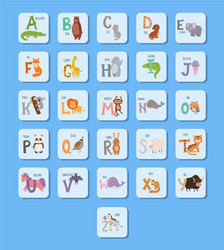 Cartoon alphabet with funny animals Royalty Free Vector