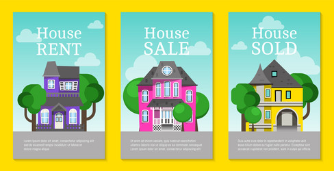 House rent cards home selection building project Vector Image
