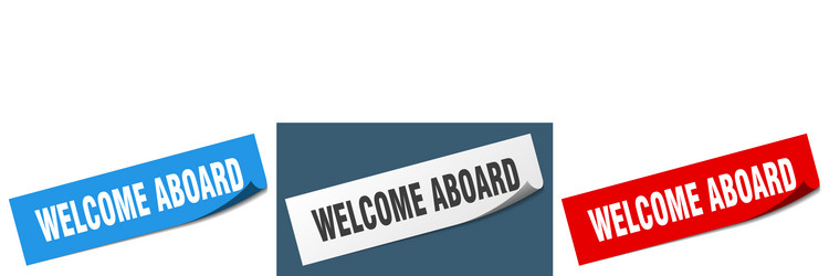Welcome aboard sticker welcome aboard label Vector Image