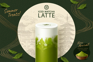 Iced matcha latte ad template Royalty Free Vector Image