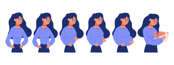 Stages in breast development Royalty Free Vector Image