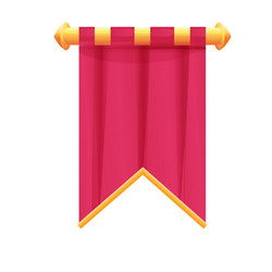 Red hanging medieval banner flag with cloth Vector Image