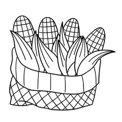 Thanksgiving harvest corn coloring Royalty Free Vector Image