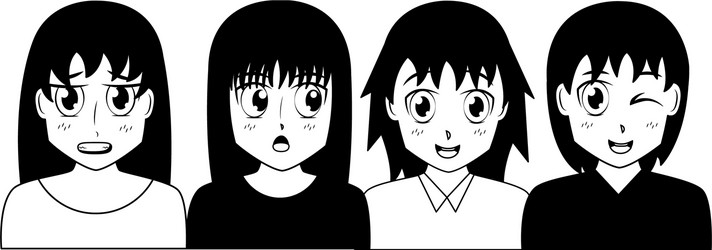 Anime girl group manga comic Royalty Free Vector Image