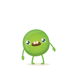 Cartoon happy tiny baby pea character isolated Vector Image