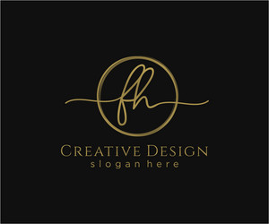 Initial fh handwriting logo with circle template Vector Image