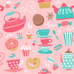 Charming Tea Party Pattern Royalty Free Vector Image