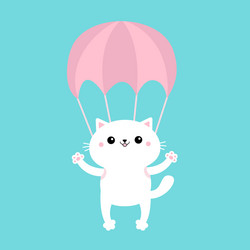 Wolf jumps with a parachute flying in the sky Vector Image