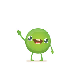 Cartoon happy tiny baby pea character isolated Vector Image