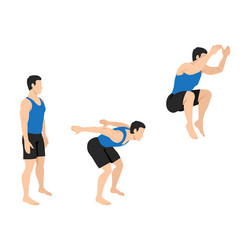 Man doing tuck jump cardio exercise Royalty Free Vector