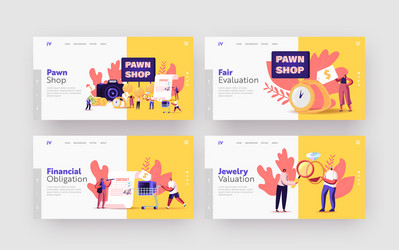 Pawn shop set flat isolated Royalty Free Vector Image