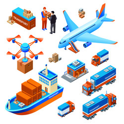Logistics isometric set Royalty Free Vector Image