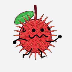 Rambutan fruit cute character with simple face Vector Image