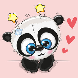 Cute panda girl with pink bow Royalty Free Vector Image