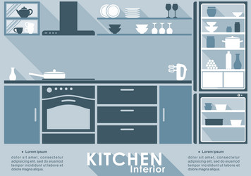 Kitchen interior flat design Royalty Free Vector Image