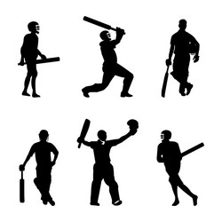 Set of man playing cricket icon Royalty Free Vector Image
