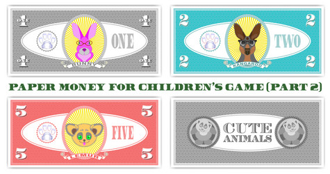 Paper money for games children banknotes Vector Image
