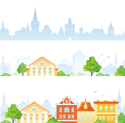 Paper banner with small town Royalty Free Vector Image