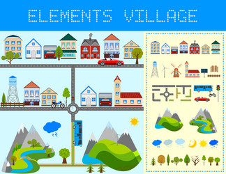 City and village Royalty Free Vector Image - VectorStock