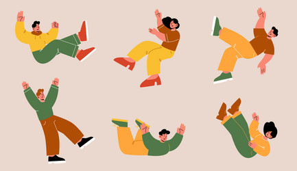 Falling people icon set Royalty Free Vector Image