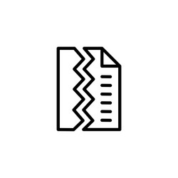 Broken corrupted file icon outline clip art Vector Image