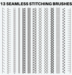 Black stitches collection seamless print Vector Image