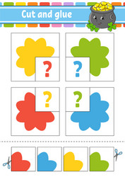 Cut and glue set flash cards education worksheet Vector Image