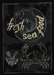 Seafood chalkboard menu template Royalty Free Vector Image
