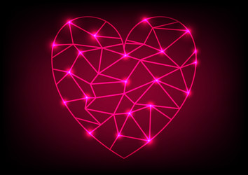 Heart net wireframe neon light futuristic Vector Image