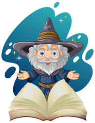 Wizard cartoon character with dragon Royalty Free Vector