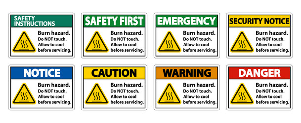 Warning burn hazard safetydo not touch label sign Vector Image
