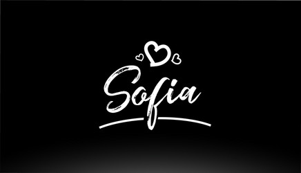 Sofia name text word with love heart hand written Vector Image