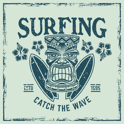 Surfing emblem badge label sticker or Royalty Free Vector
