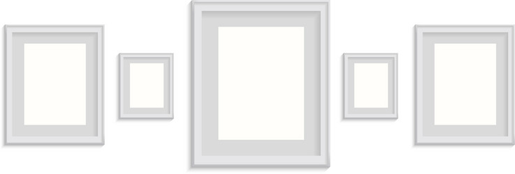 Blank picture frame template set isolated on wall Vector Image