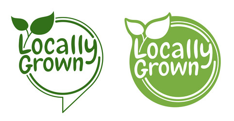 Locally grown flat emblem in pin form Royalty Free Vector