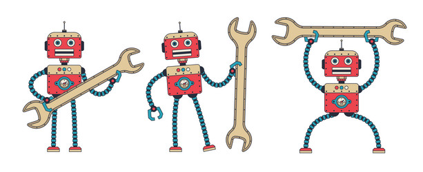 Cute vintage robot technology machine future Vector Image