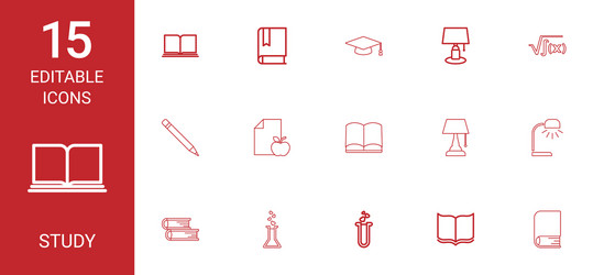 13 study icons Royalty Free Vector Image - VectorStock