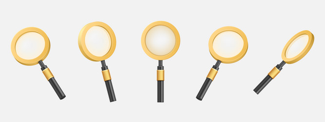 Realistic set of 3d magnifying glasses Royalty Free Vector