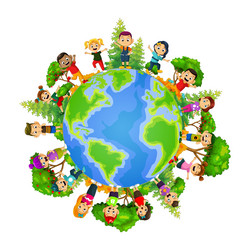 Kids and earth background Royalty Free Vector Image