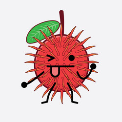 Rambutan fruit cute character with simple face Vector Image