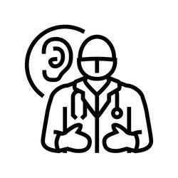 Audiologist doctor line icon Royalty Free Vector Image