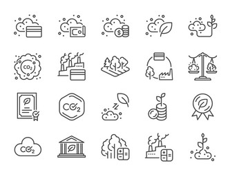 Carbon credit icon set Royalty Free Vector Image