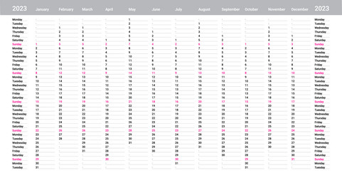 Simple linear calendar yearly planner template Vector Image