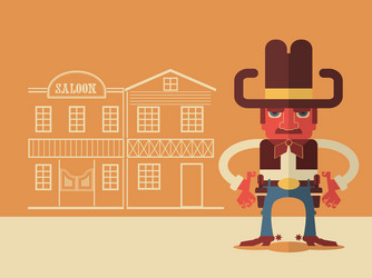 Cowboy aiming the gun Royalty Free Vector Image