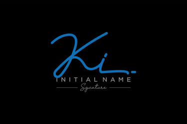 Initial ki signature logo template hand drawn Vector Image
