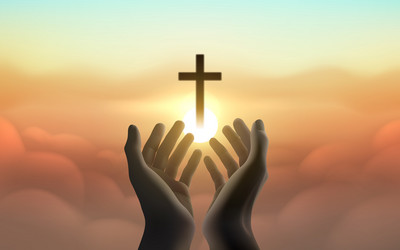 Praying Hands With Cross Wallpaper