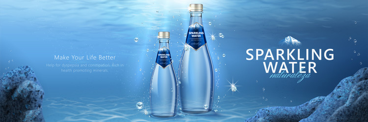 Sparkling water banner ads Royalty Free Vector Image