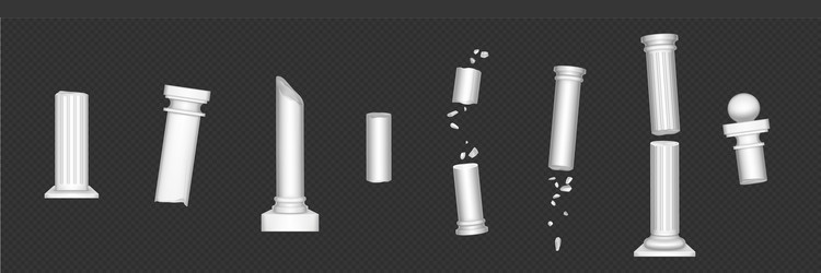 Broken antique pillars white ruined columns pieces Broken antique pillars white ruined columns pieces