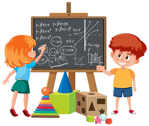 Children with math shape Royalty Free Vector Image